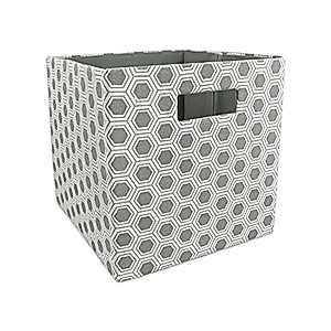 DII Collapsible Polyester Storage Cube, Honeycomb, Gray, Small