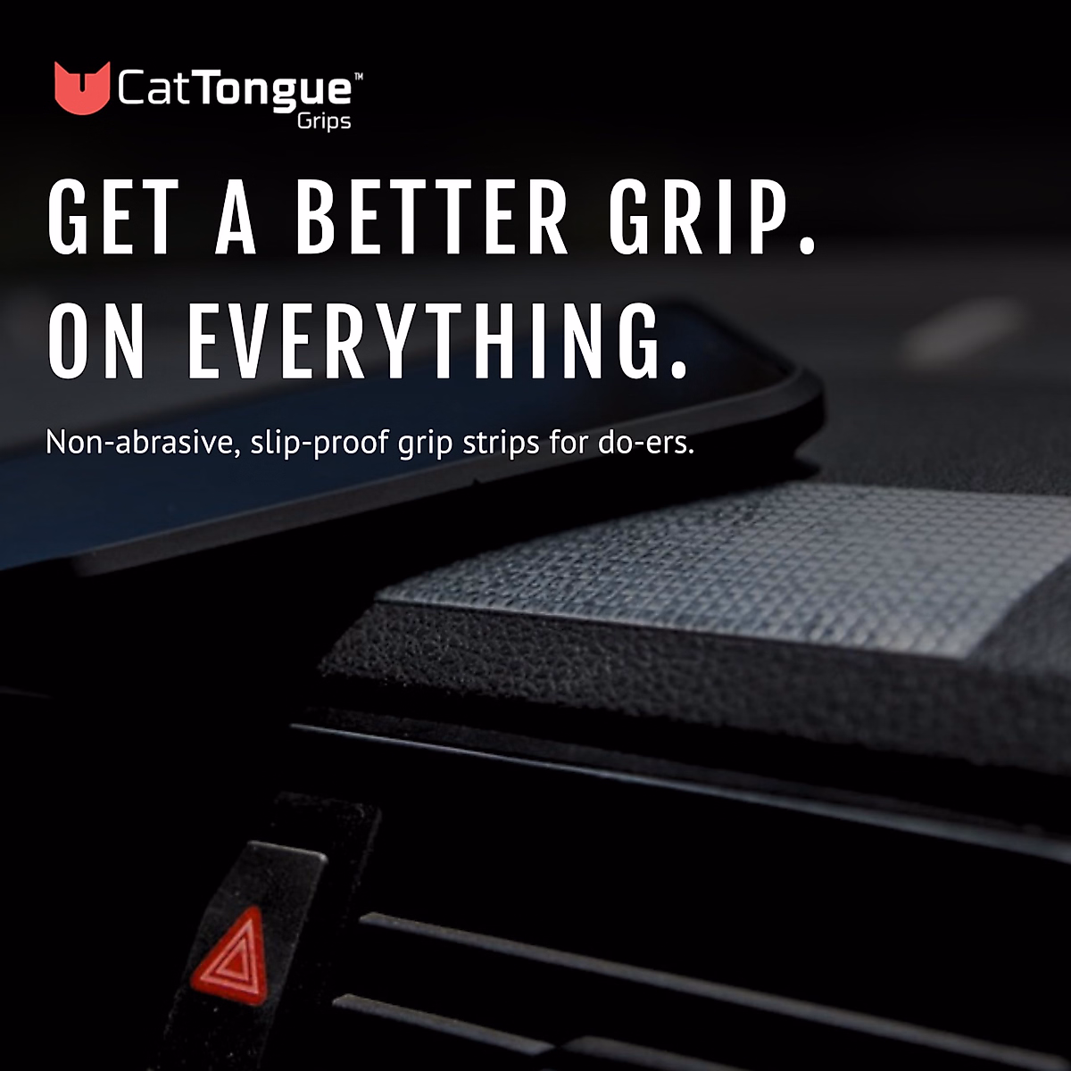 Non-Abrasive Grip Tape Strips by CatTongue - Heavy Duty Waterproof Non Slip Strips for Indoor & Outdoor Use - Thousands of Grippy Uses: Furniture, Bathtubs, Frames, Gaming and More! (Clear)