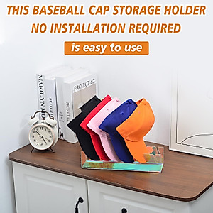 CHENQIAN Hat Rack for Baseball Caps Display and Organizer, Acrylic Hat Holder Holds 14 Caps (No Install), Suitable for Bedroom, Closet, Dresser (2 Pack Clear)
