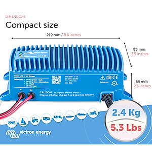 Victron Energy Blue Smart IP67 12-Volt 17 amp 120VAC Battery Charger with NEMA 5-15 Plug (Bluetooth)