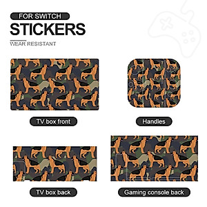 Camo German Shepherd Decal Stickers Cover Skin Full Wrap FacePlate Stickers Compatible with Switch for Switch Lite