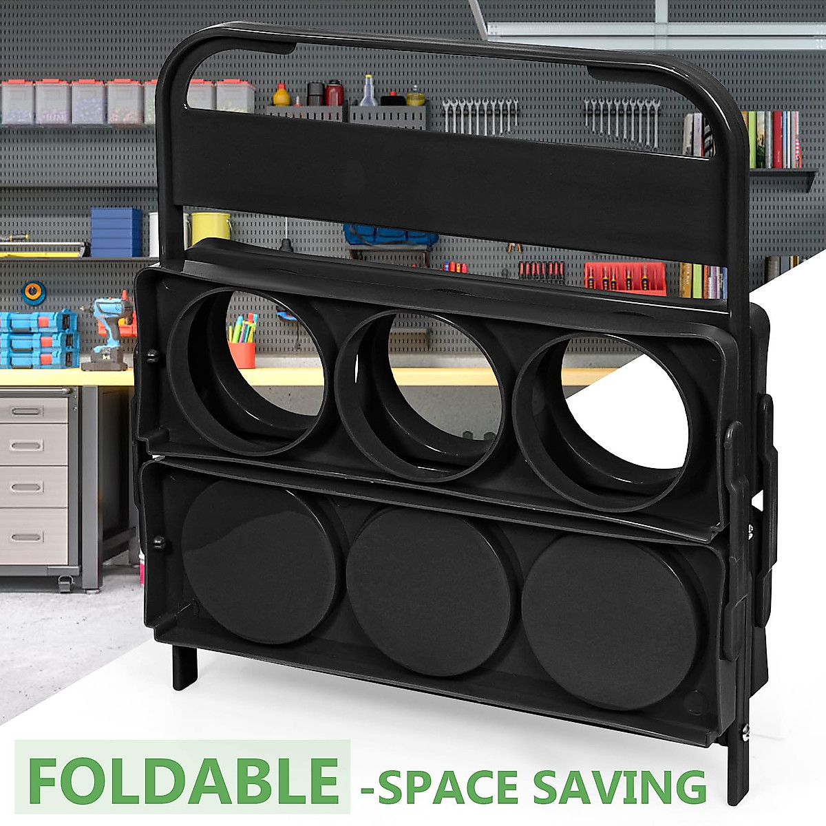 Kevenal Portable Spray Can Holder, Paint Bottle Organizer for Garage & Home, 6 Holes Spray Bottle Storage Rack, Spray Bottle Organizer - Black