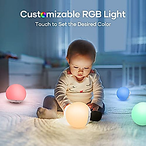 Night Light for Kids, USB Rechargeable Beside Lamp with Dimmable,Warm Light,7 Colors Changing,Touch Control, 0.5/1hour Timer for Nursery, Baby,Bedroom,Camping,Gift