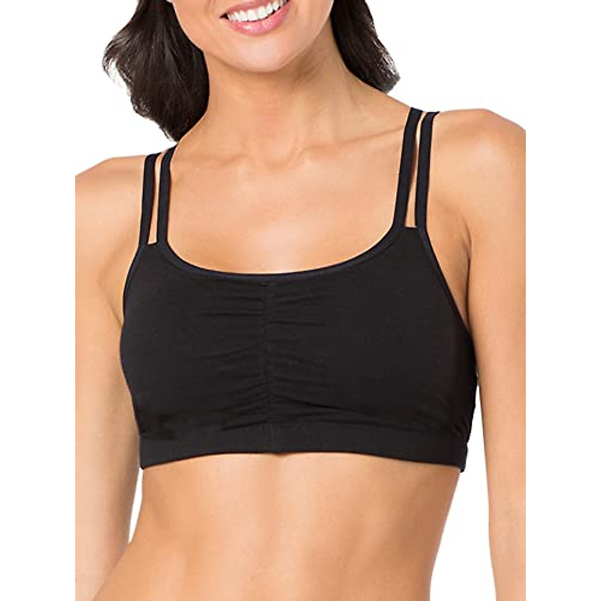Fruit of The Loom Womens Spaghetti Strap Cotton Pull Over 3 Pack Sports Bra, Grey With Black/White/Black Hue, 38