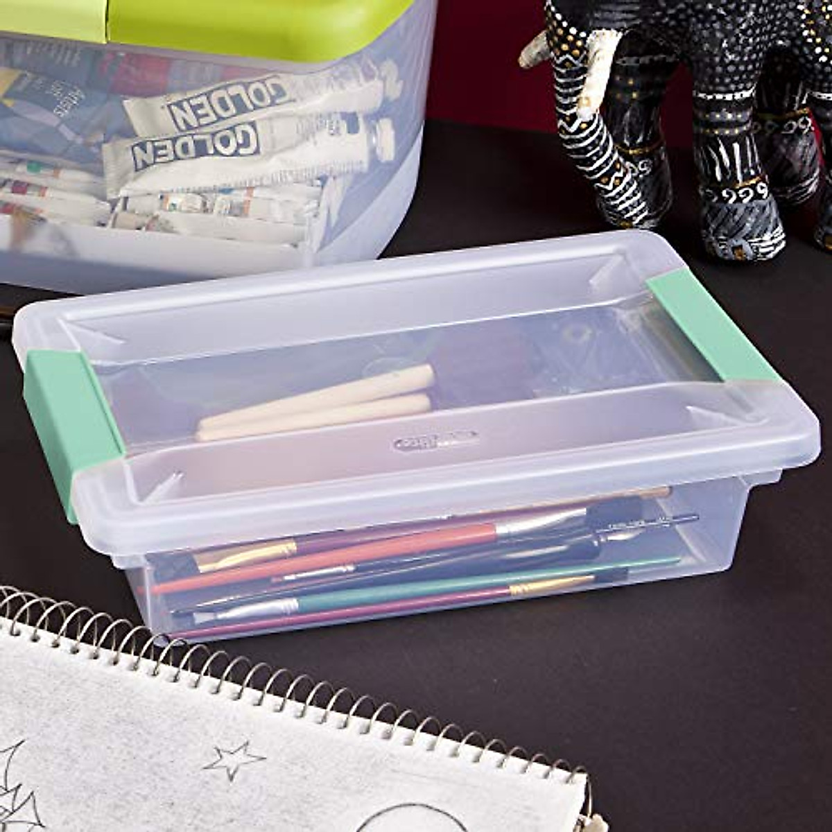 Sterilite 19618606 Small Clip Box, Clear Lid & Base w/Colored Latches