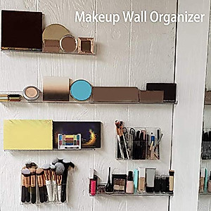 Acrylic Floating Shelves Display Ledge, 6pcs Clear Wall Display Shelf - Invisible Shelf Wall Ledge Bookshelf - Wall Mounted Storage Shelf for Kitchen/Bathroom/Office, Spice Rack