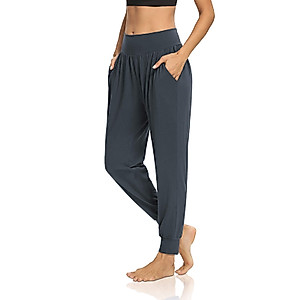 DIBAOLONG Womens Yoga Joggers Loose Workout Sweat Pants Comfy Lounge Pants with Pockets Deep Gray M