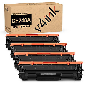 v4ink 4PK Compatible 48A Toner Cartridge Replacement for HP 48A CF248A Toner Cartridge Black Ink for use in HP Pro M15w M15a M16w M16a MFP M29w M29a M28w M28a Printer