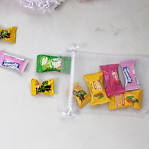 Stratalife 100PCS 5X7 inch White Organza Bags Drawstring Favor Pouches for Wedding Favor Jewelry Gift Bags (White 5x7)