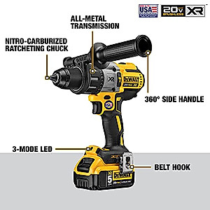 DEWALT 20V MAX XR Hammer Drill Kit, Brushless, 3-Speed, Cordless (DCD996P2)