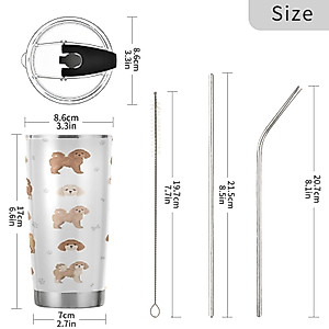 Bichpoo Bichon Frise Dog Pup Tumbler Stainless Steel Insulated Cup Travel Mug for Coffee Double Wall Vacuum Thermos with Straw and Lid 11oz