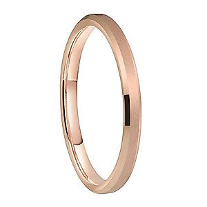 CROWNAL 2mm Thin Black/Gunmetal/Silver/Rose Gold Tungsten Wedding Couple Bands Rings Women Matte Brushed Finish Size 4 To 10 (2mm RoseGold,9)