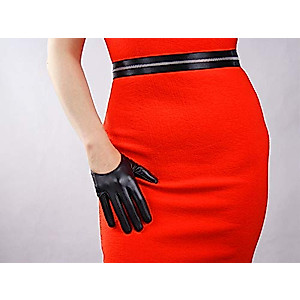 DooWay Black Short Leather Gloves Touchscreen 5" Half Palm Women Fashion Cool Punk Rocker Dance Driving Costume Gloves