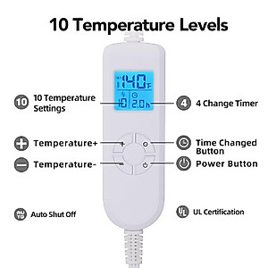 Ambershine 17''x33'' XXXL King Size Heating Pad with Fast-Heating Technology&10 Temperature Settings, Flannel Electric Heating Pad/Pain Relief for Back/Neck/Shoulders/Abdomen/Legs (Light Teal)