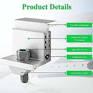 Biaungdo 6 Pcs Solar Panel Mounting Z Brackets, Adjustable Solar End Clamp Aluminum Rail Bracket Solar Panels Grounding Gutter Kit for Solar Panel Photovoltaic Mounting System Accessories(32-50mm)