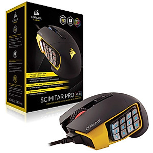 Corsair Scimitar Pro RGB - MMO Gaming Mouse - 16,000 DPI Optical Sensor - 12 Programmable Side Buttons - Yellow, Model Number: CH-9304011-NA