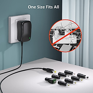 Basicvolt Universal AC/DC Adapter 41W Switching Power Supply Charger with 5V 1A USB Port, Replacement Power Cord for 6V 9V 12V 15V 18V 20V 24V Household Electronics - 1500mA Max