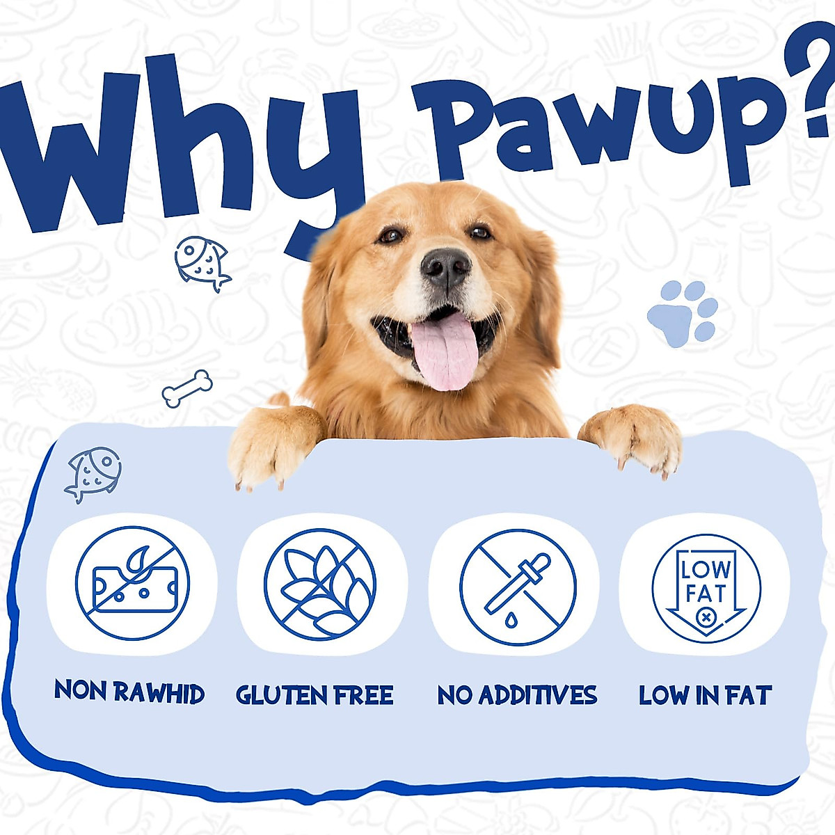 PAWUP Cod Skin Dog Treats Natural Fish Skin Roll Dog Snacks w/Taurine, Single Ingredient Cod Skin Chews, Rich in Omega 3, 16.2 oz
