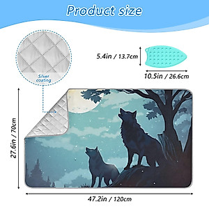GOODOLD Wolves Under The Moon Ironing Mat Portable Travel Ironing Pad for Washer,Dryer,Table Top, Iron Board Alternative Cover, Large Heat Resistant Ironing Blanket