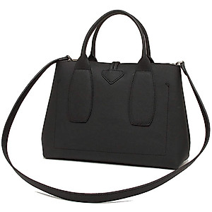 Longchamp 'Roseau' Leather Top handle Shoulder Tote Handbag, Black