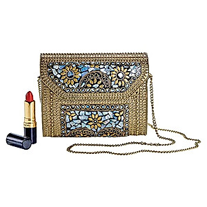 FLORIANA Mother of Pearl Crossbody Bag - Stone Mosaic Evening Purse
