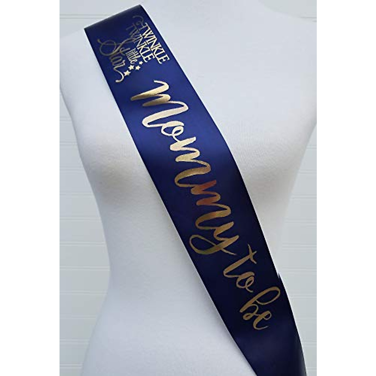 Twinkle Little Star Baby Shower Banner for Mom to Be Navy & Gold with Rhinestone Pin for adjustable sizing Banner
