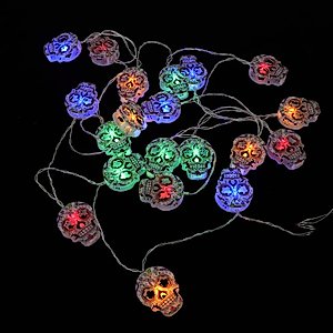 Uonlytech 1pc String Halloween Skull String Lights Halloween Decorations Lights Xmas Party Light Led Cute Lights Indoor Lights for Decoration Festival Night Light Battery Light Pumpkin