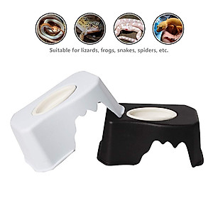 Gecko Hideout Box with Wider Entrance, Hide Cave with Sink to Increase Humidity and Water Supply, Habitat Water Bowl for for Lizards, Turtles, Reptiles, Amphibians, Small Snake