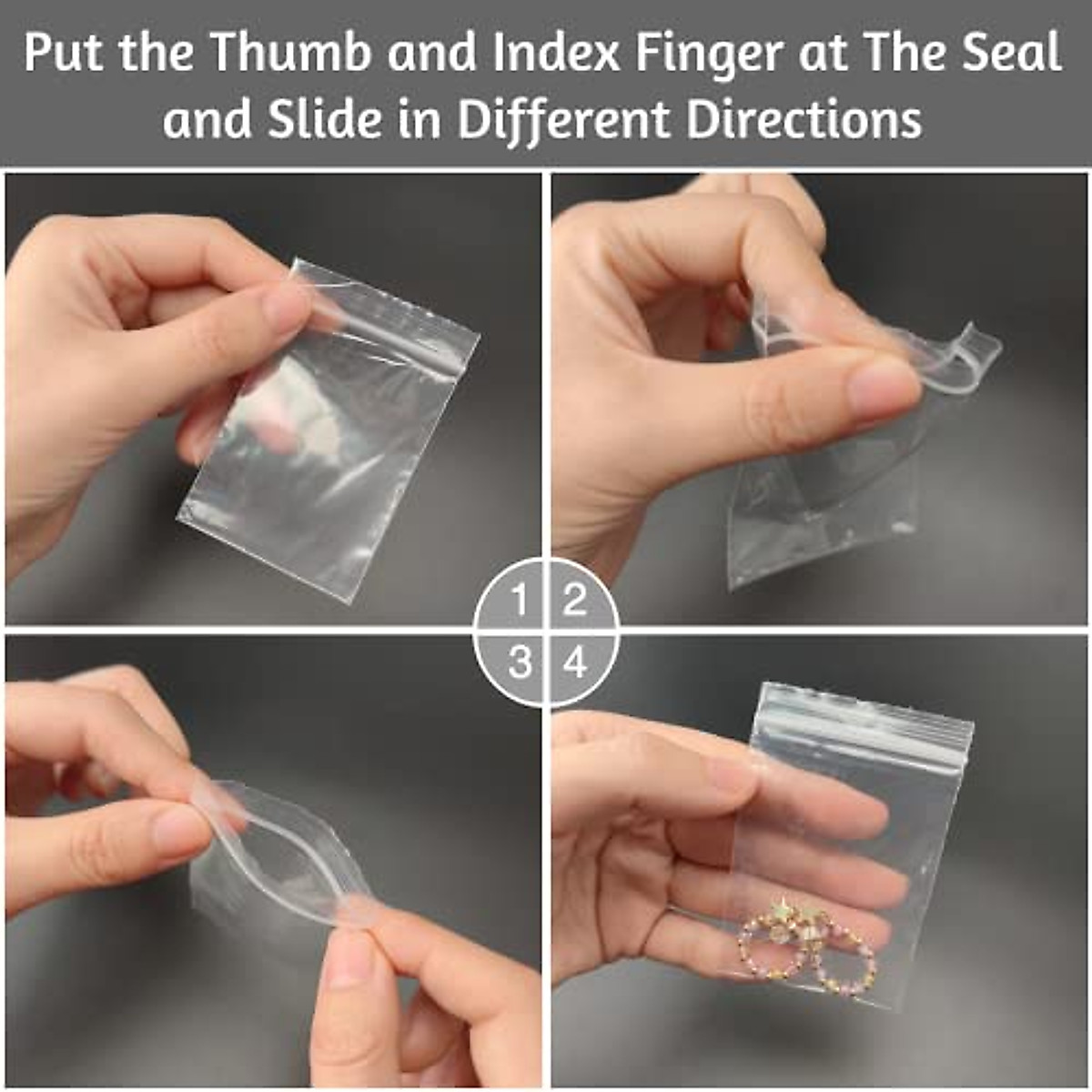 Aubeco Plastic Jewelry Bags,600pcs 2 x 3 Ziplock Bag, 2 mil Thick Small Baggies with Resealable Zip Top Lock, Storage Baggies for Daily Vitamin, Jewelry, Candy