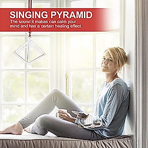 ARTIBETTER 5 Inches Crystal Singing Pyramid Healing Musical Instrument with Glass Striker Bag for Sound Healing Meditation Accessories