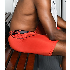 Comfneat Men's 9" Long Boxer Briefs Sports Performance Breathable Underwear 4-Pack (M, Red+Black(Red) 4-Pack)