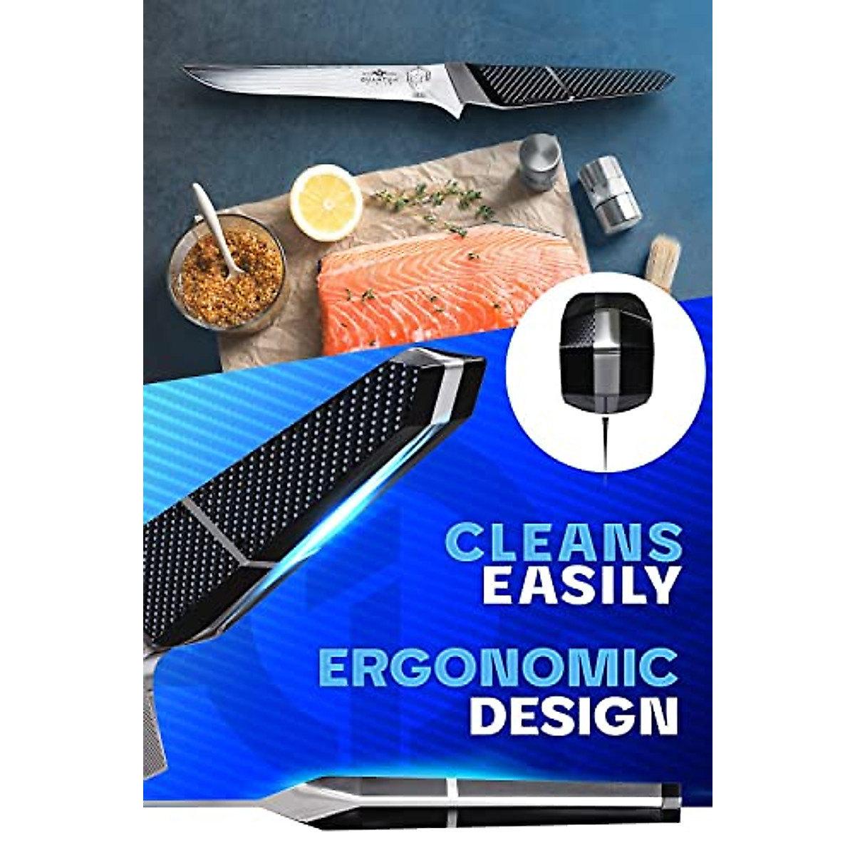 Dalstrong Boning Knife - 6 inch - Quantum 1 Series - Ultra-Sharp - American Forged BD1N-VX Hyper Steel - Carbon Fibre G10 Hybrid Handle - Premium Kitchen Knife - Leather Sheath