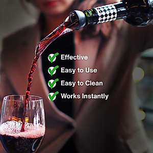 Wine Aerator Pourer (2 Pack, Silver and Black) by Vintorio