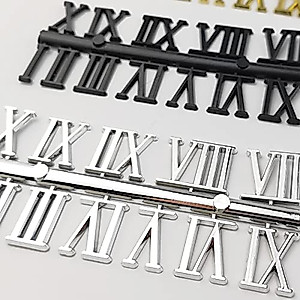 GXXMEI 18Sets Clock Numerals Kit Including Arabic Number and Roman Number DIY Digital Clock Numbers for Design Replacement Repairing Clock Accessories (Gold, Silver, Black)