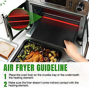 Toaster Oven Liners Reusable for Ninja Air Fryer Bottom Heat Resistant Mat 3 Pack, Compatible with Cuisinart Air Fryer Toaster Oven 12"x12" Airfryer Liner, Heavy Duty Nonstick Square Air-Fryer Mats