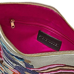 Steve Madden Breza Colorful Embroidered Large Clutch Crossbody, Natural/Multi