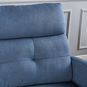 Christopher Knight Home GDFStudio Hana Plush Cushion Tufted Back Loveseat Recliner (Fabric/Navy Blue)., 37D x 46.5W x 40H in