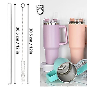 Replacement Straws for Stanley 20 30 40oz Tumbler 12 Inch Clear Reusable Straws with Long Cleaning Brush for 40 oz 30 oz Adventure Quencher Travel Tumbler Cup