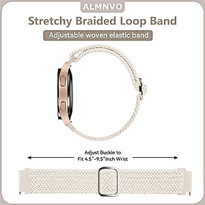 20mm Braided Nylon Adjustable Band for Samsung Galaxy Watch 5/4/6/active 2 40mm 44mm/Galaxy Watch 5 Pro 45mm/Watch 4 Classic 42mm 46mm/Galaxy Watch 6 Classic 43mm 47mm,6Pack Wristband Sport Strap for