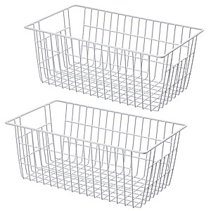 SANNO Freezer Baskets,Farmhouse Metal Wire Basket Freezer Storage Wire Baskets Organizer Wire Storage Basket for Kitchen Pantry Organizer Bins,14"x11"x6"