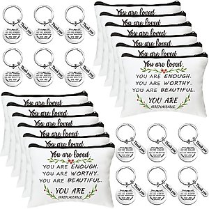 Talltalk 24 Pcs Employee Appreciation Cosmetic Bag Keychains Set Thank You Keyrings Gifts for Coworkers Women Nurse Teacher(You are Loved)