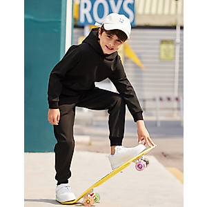 Arshiner Boy's Tracksuit Pullover Hoodie Jogging Pants Set 2 Pieces Sweatsuit Black