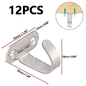 Bivethoi 12 Pcs Stainless Steel Screw Mounted Ceiling Hooks, Under-Shelf Clothes Hook, Heavy Duty Towel/Robe Coat Hook Hanger J-Shaped Hook for Bathroom Kitchen Cabinet Decoration