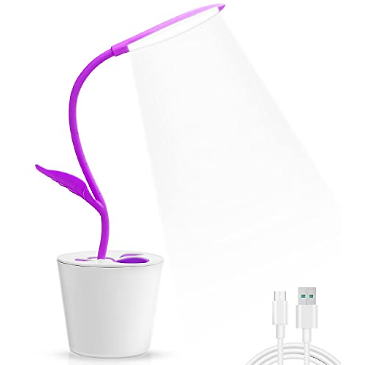 iEGrow Kids Desk Lamp for Rooms, Cute Desk Lamp USB Charging Desk Lamp with Pen Holder for Home Study ( Purple )