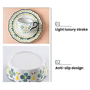 Plate and Bowl Set Kitchen Tableware Set,Ceramics Dinner Sets, 33 Pieces Four Leaf Clover Pattern Cereal Bowl and Steak Plate Set | Porcelain Dinnerware Set for Wedding Housewarming Gifts