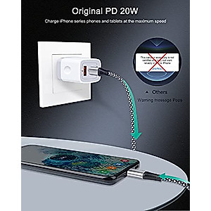 3Pack Dual Port USB-C Wall Plug-in USB Charger, AILKIN 20W Power Delivery + QC3.0 USB A Double Port Fast Charging Block for iPhone 14 13 12 Pro Max 14 Pro 12 Mini 14 11 Pro Max 14 Plus 11 SE X XS Cube
