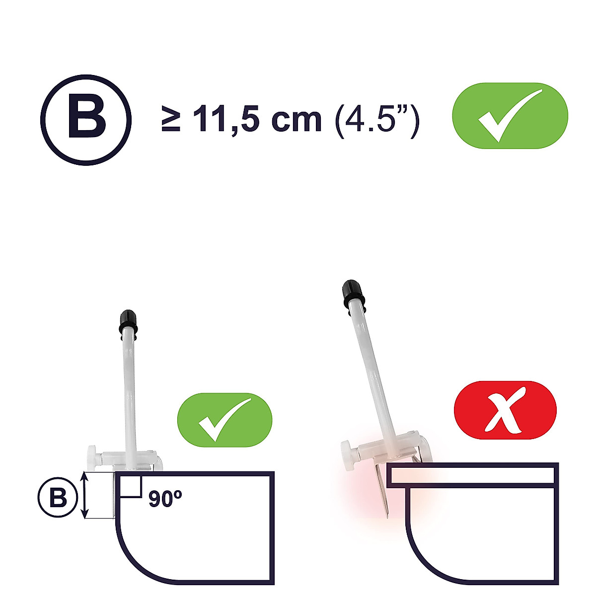 KMINA - Padded Bathtub Safety Rails for Seniors (Bathtubs with Flat Rim ≥3.5"), Adjustable Tub Grab Bars for Side of Tub, Clamp on Tub Rails for Elderly Gray
