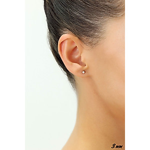 14k White Gold Ball Stud Earrings with Secure Screw-backs (3mm)