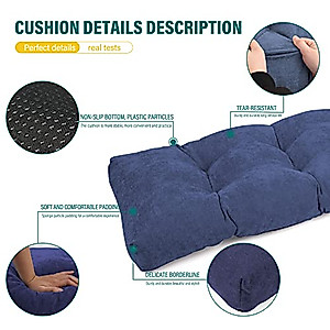 mudilun Bench Cushion,Indoor Anti-Slip Patio Seat Cushion, Kitchen Furniture Chair Cushions for Floating Windows, Rocking Chairs, Dining (36x14x4, 【Chenille】 Blue)