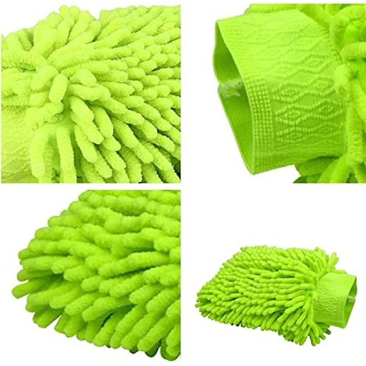NICEMOODS Car Wash Mitt 2 Pack Premium Chenille Microfiber Wash Mitt Thickened for Car Cleaning Mitts Tools for Winter (Green x2)
